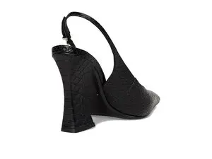 Schutz Michelle Pointed Toe Snakeskin Slingback Block Heels