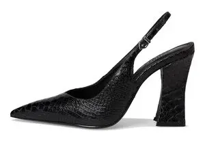Schutz Michelle Pointed Toe Snakeskin Slingback Block Heels