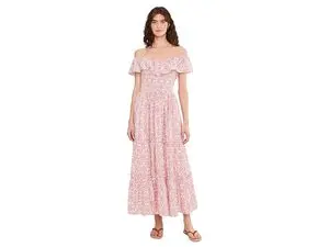 Vince Camuto Off-the-shoulder Tiered Ruffle Smocked Maxi Dress - Red