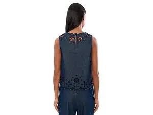 Madewell Embroidered Denim Shell Top - Navy