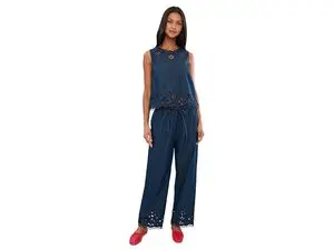 Madewell Embroidered Denim Shell Top - Navy