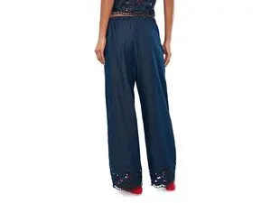 Madewell Denim Embroidered-hem Wide-leg Pull-on Pants