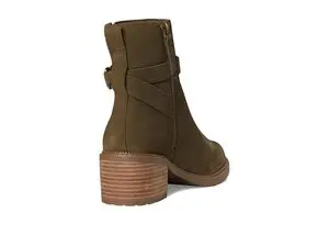 Toms Hailey Buckle Block Heel Boots - Olive
