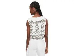 Madewell Embroidered Sleeveless Bubble Top In Poplin