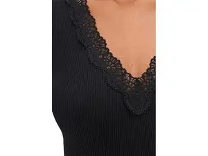 Madewell Lace-trim V-neck Top - Black