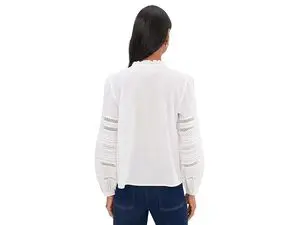 Madewell High-neck Lace-insert Pintuck Top - White