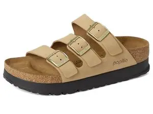 BIRKENSTOCK Florida Platform Nubuck Sandals - Brown