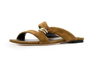 Vince Vilma Suede Slide Sandals With Metal Detail - Tan