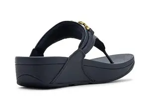 Fitflop Lulu Square-chain Leather Toe-post Wedge Sandals - Navy