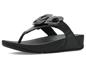 Fitflop Lulu Flower Toe-post Wedge Sandals - Black