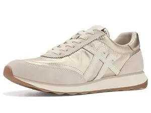 Fitflop Retro-q Ff Metallic-fabric/suede Lace-up Sneakers - Gold