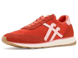 Fitflop Retro-q Ff Metallic-fabric/suede Lace-up Sneakers - Red