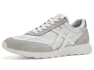 Fitflop Retro-q Ff Metallic-fabric/suede Lace-up Sneakers - Silver