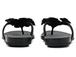 Fitflop Gracie Flower Leather Wedge Flip-flops - Black