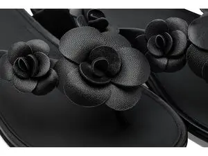 Fitflop Gracie Flower Leather Wedge Flip-flops - Black