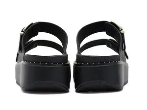 Fitflop Gen Ff Max Buckle Tumbled Leather Two Bar Slides Wedge Shoes - Black