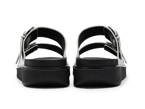 Fitflop Gen Ff Buckle Tumbled Leather Two Bar Slides Wedge Shoes