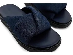 Fitflop Gen Ff Folded Denim Slides Wedge Sandals