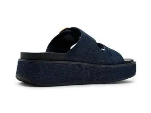 Fitflop Gen Ff Max Buckle Two Bar Denim Slides Wedge Sandals - Navy