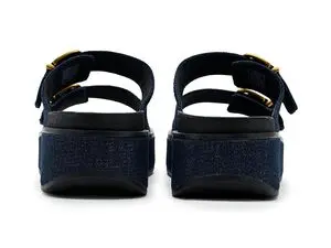 Fitflop Gen Ff Max Buckle Two Bar Denim Slides Wedge Sandals - Navy