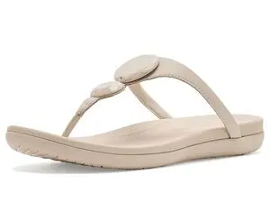 Fitflop Solay Glossy-disc Toe-post Wedge Sandals - Beige
