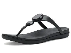 Fitflop Solay Glossy-disc Toe-post Wedge Sandals - Black