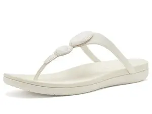Fitflop Solay Glossy-disc Toe-post Wedge Sandals - Cream
