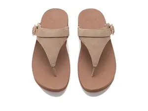 Fitflop Lulu Buckle Suede Wedge Sandals - Brown