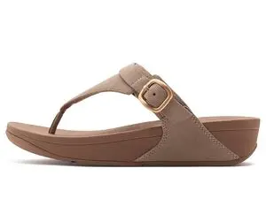 Fitflop Lulu Buckle Suede Wedge Sandals - Brown