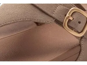 Fitflop Lulu Buckle Suede Wedge Sandals - Brown