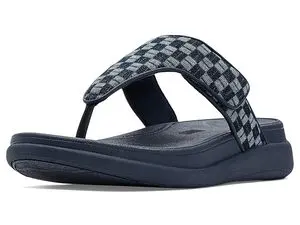 Fitflop F-mode Go Adj. Checkerboard-denim Toe-post Sandals - Navy