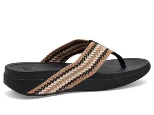 Fitflop Surfa Stripe-webbing Toe-post Wedge Sandals - Black