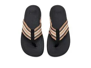 Fitflop Surfa Stripe-webbing Toe-post Wedge Sandals - Black