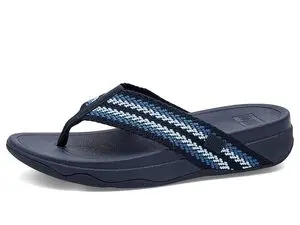 Fitflop Surfa Stripe-webbing Toe-post Wedge Sandals - Blue
