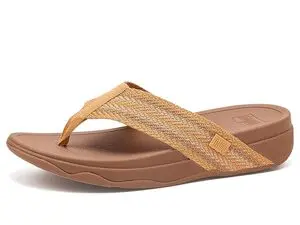Fitflop Surfa Stripe-webbing Toe-post Wedge Sandals - Tan
