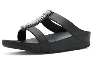 Fitflop Fino Embellished Wedge Slides - Black