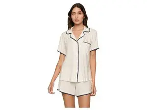 Eberjey Frida Relaxed Shorts Pj Set Pajama Sets Navy/ivory - White