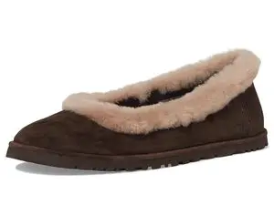 UGG Zora Suede Sheepskin Ballet Flats - Brown