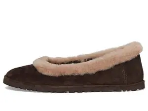 UGG Zora Suede Sheepskin Ballet Flats - Brown