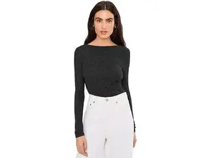 Madewell Bria Sparkle Ribbed Long Sleeve Top - Black