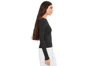 Madewell Bria Sparkle Ribbed Long Sleeve Top - Black