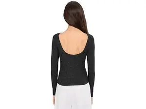 Madewell Bria Sparkle Ribbed Long Sleeve Top - Black
