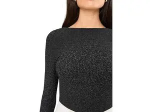 Madewell Bria Sparkle Ribbed Long Sleeve Top - Black