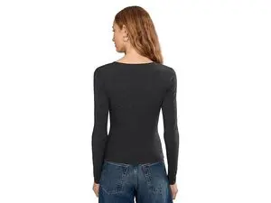 Madewell Slinky V-neck Long Sleeve Top - Gray