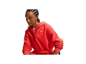 Nike Phoenix Fleece Oversized Crop Henley Hoodie - Orange