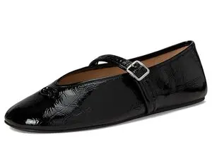 COACH Sculpted C Crinkle Patent Leather Mary Jane Flat Shoes - Black