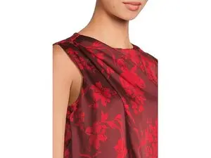 Vince Camuto Sleeveless Floral Draped Neck Tank - Red