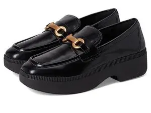 Fitflop F-luma Chunky-snaffle Box-leather Demi-wedge Loafers - Black