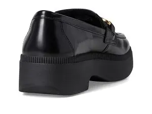 Fitflop F-luma Chunky-snaffle Box-leather Demi-wedge Loafers - Black