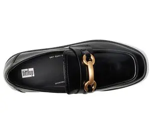 Fitflop F-luma Chunky-snaffle Box-leather Demi-wedge Loafers - Black